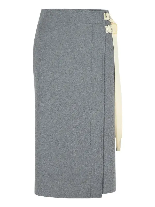 JIL SANDER Wrap Designed A-line Midi Skirt - Grey