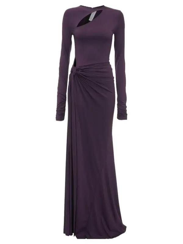 Victoria Beckham Cutout Tie-front Maxi Dress - Brown