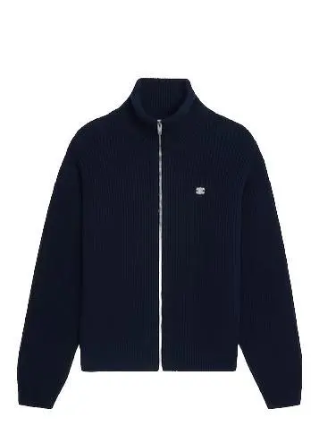 Celine Long-sleeved Zip-up Sweater - Navy Blue