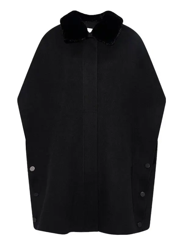 YVES SALOMON Cashmere-blend Cape With Removable Mink Fur Collar - Black