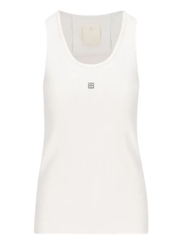 Givenchy 4g Plaque Ribbed Tank Top - White