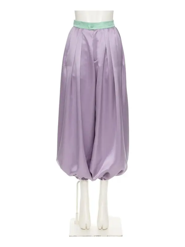 Valentino Garavani Tapered Satin Trousers With Button And Zip Front - Qxx - Glicine/sorgente
