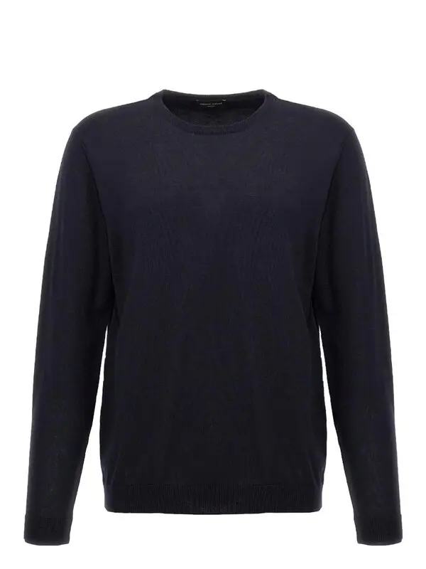 ROBERTO COLLINA Merino Wool Crew Neck Knitwear - Navy