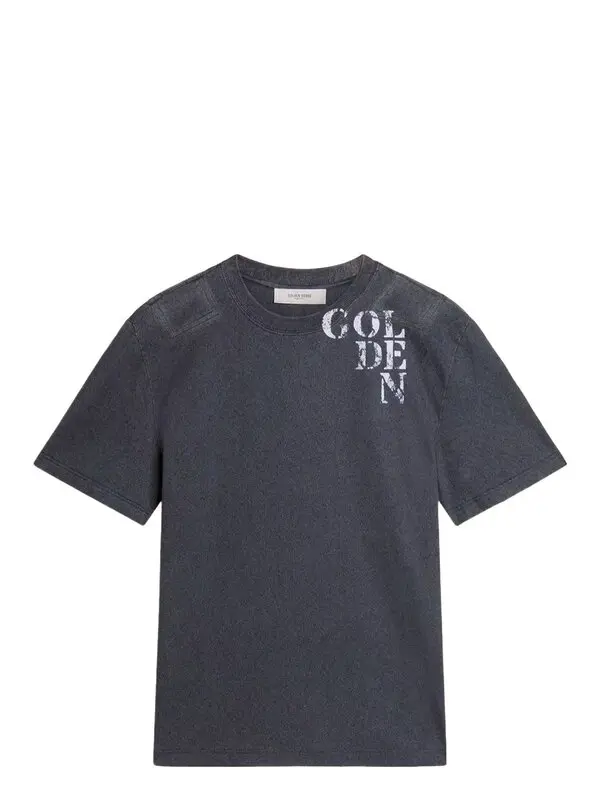 GOLDEN GOOSE T-shirt With White Print - Blue
