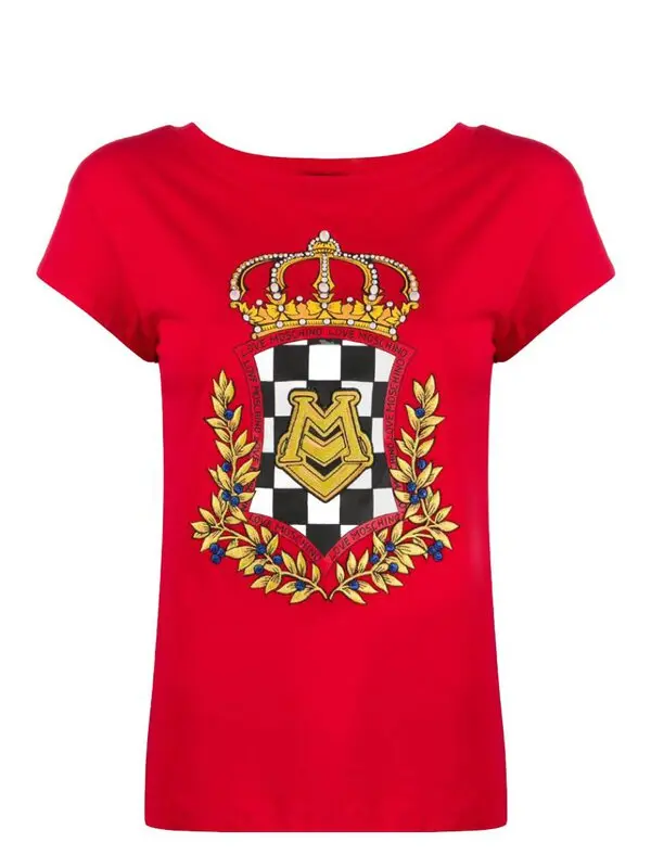 Moschino Badge Printed T-shirt - Red