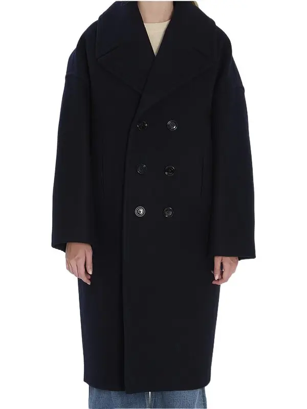 Celine Long Wool Felt Peacoat - Navy Blue
