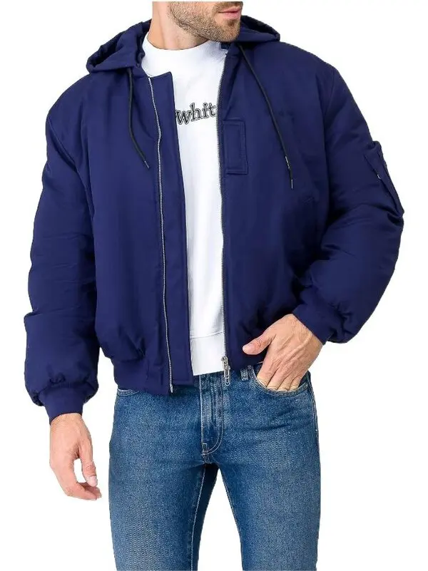 Off-White Embroidered Logo Hooded Jacket - Blue