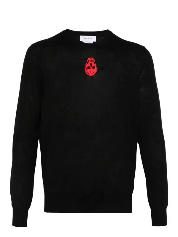 Alexander McQueen Skull Embroidered Knitted Jumper - Black