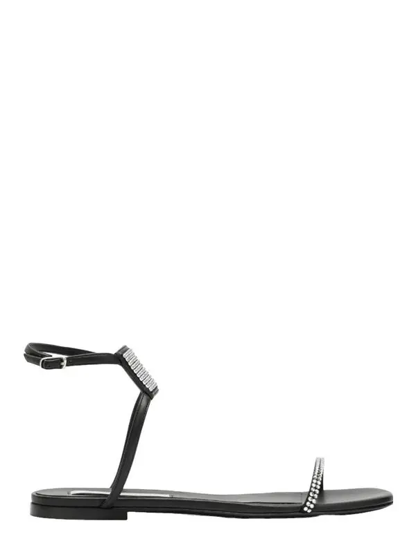 Stella McCartney Logo Embellished Flat Sandals - Black