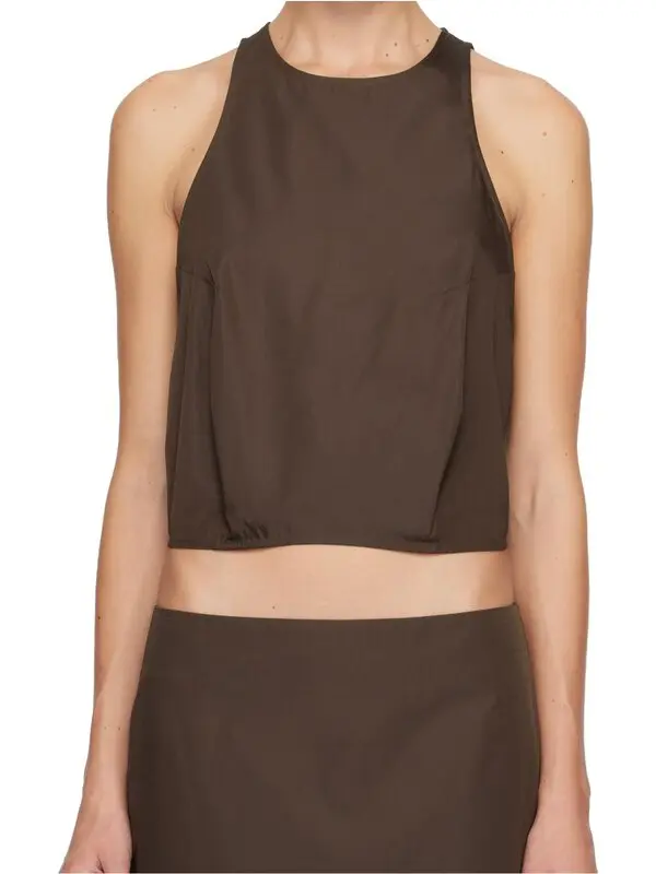 ST. AGNI Paper Taffeta Cocoon Top - Mocha