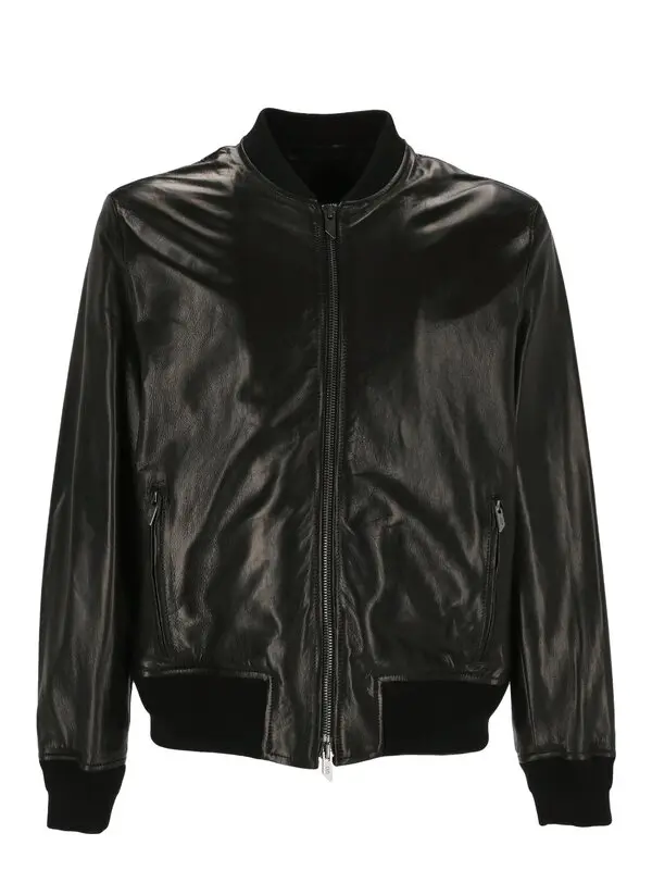 SALVATORE SANTORO Leather Bomber Jacket - Black
