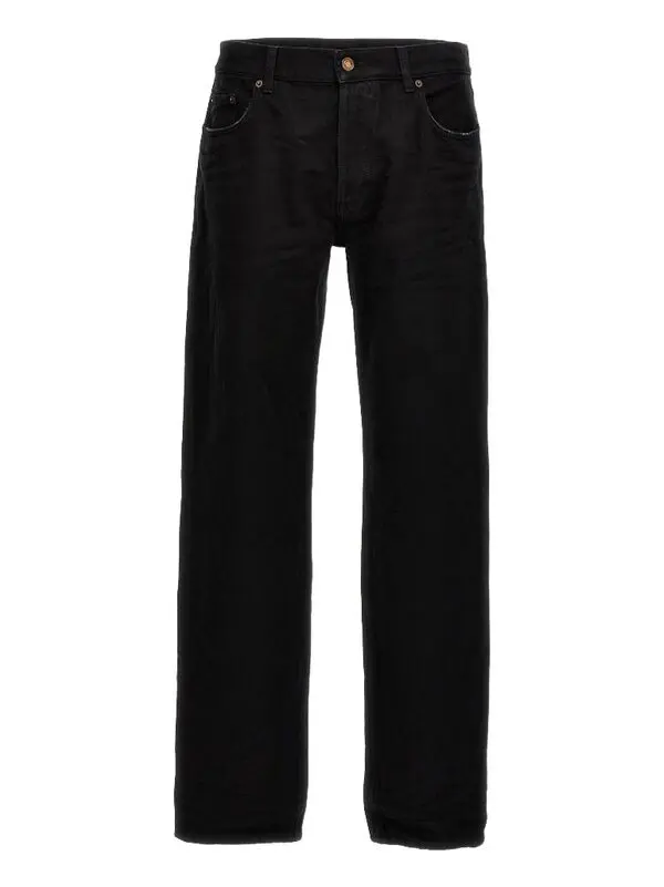 Saint Laurent Buttoned Straight Leg Jeans - Black