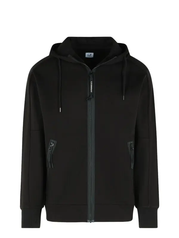 C.P. COMPANY Diagonal Raised Fleece Goggle Sweatshirt - Black