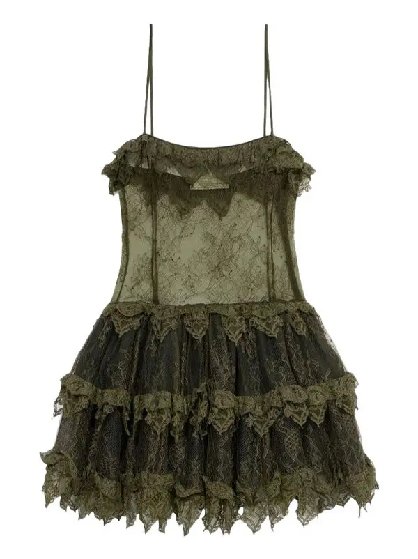 Blumarine Spaghetti Strap Lace Dress - Black