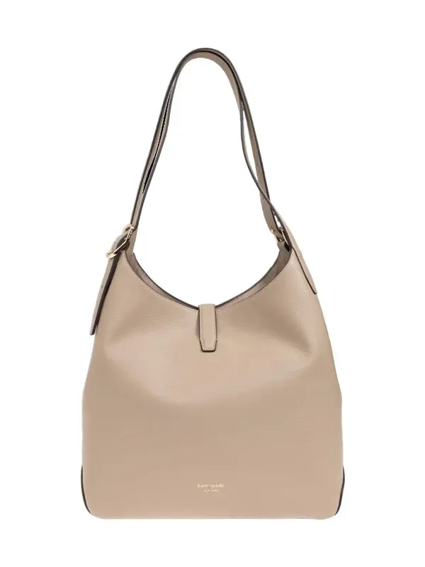 Kate Spade New York Deco Shoulder Bag With Adjustable Handle And Logo Detail - Beige