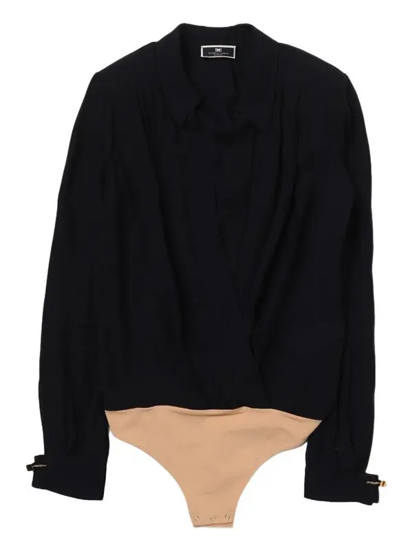 Elisabetta Franchi Shirt Collar Jumpsuit With Criss-cross Front - Black
