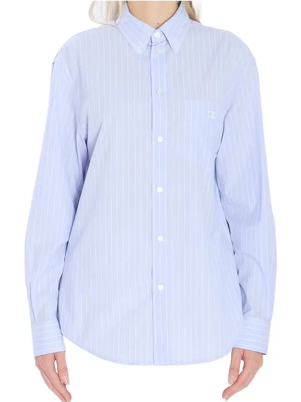 Celine Relaxed Fit Striped Cotton Poplin Shirt - Blue