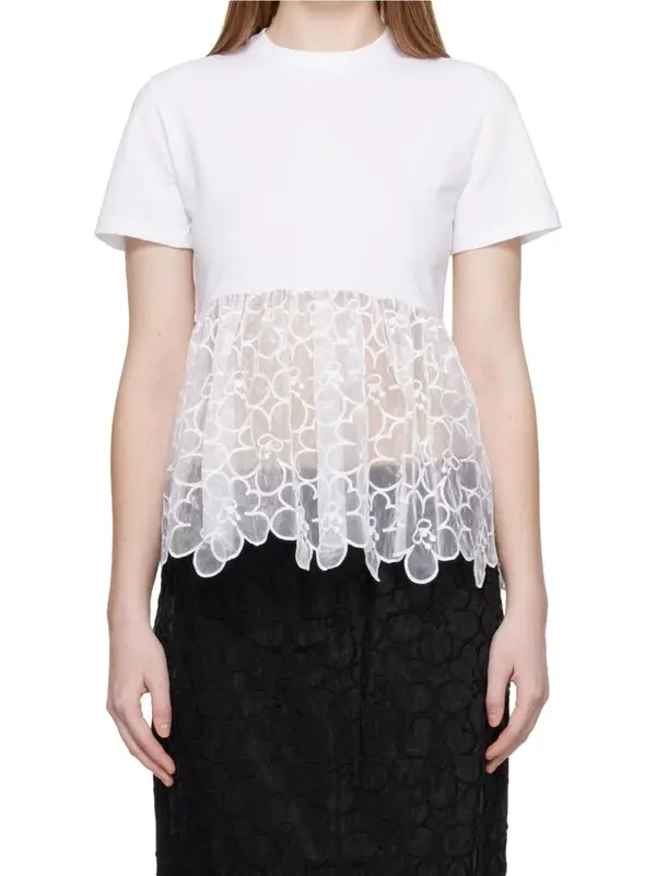 Cecilie Bahnsen Lace Detail T-shirt - White
