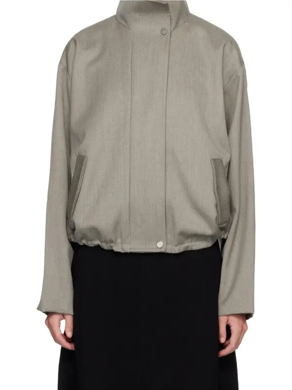 ST. AGNI Bomber Jacket With Drawstring Hem - Gray