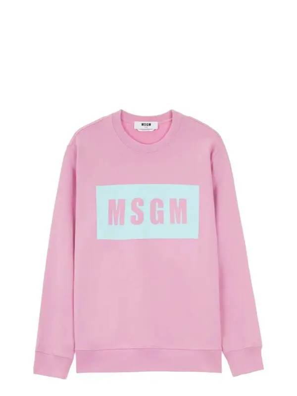 MSGM Logo Printed Crewneck Sweatshirt - Pink
