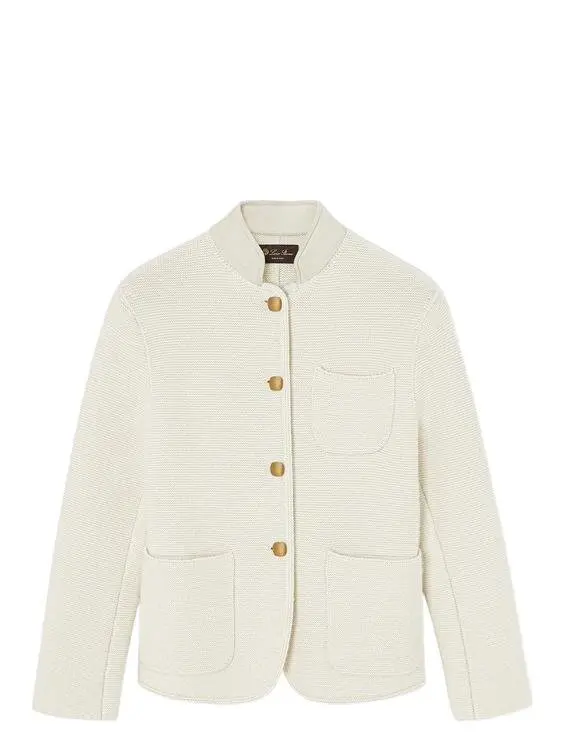 Loro Piana Stand Collar Knit Jacket - Nougat