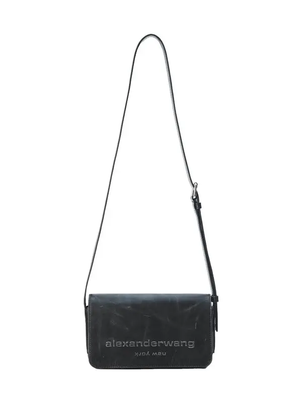 Alexander Wang Flap Leather Crossbody Bag - Black