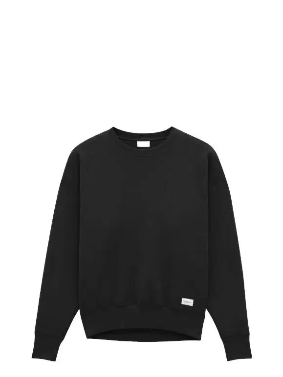 Saint Laurent Logo Patch Crewneck Sweatshirt - Black