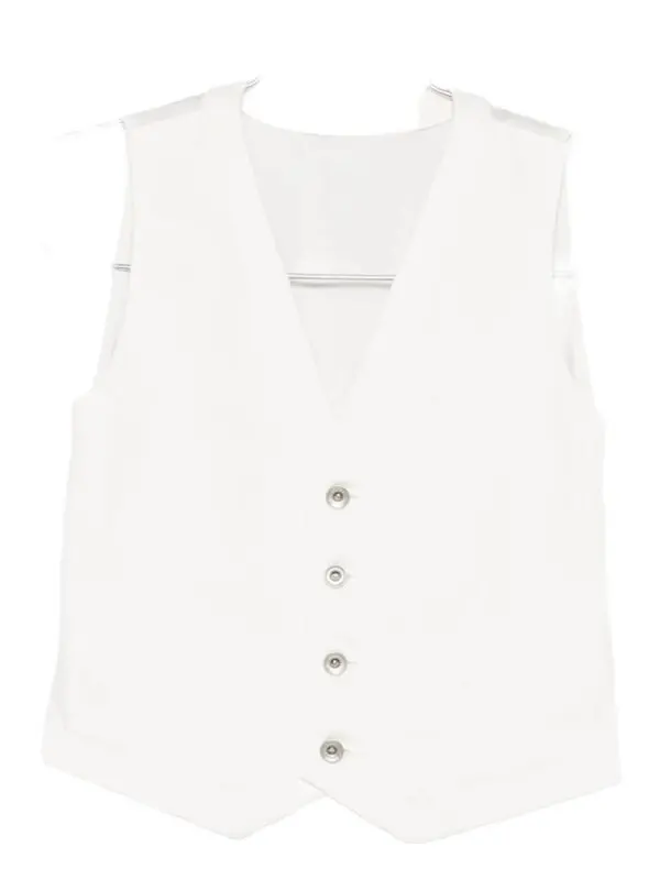 Sacai Sleeveless V-neck Buttoned Jacket - White