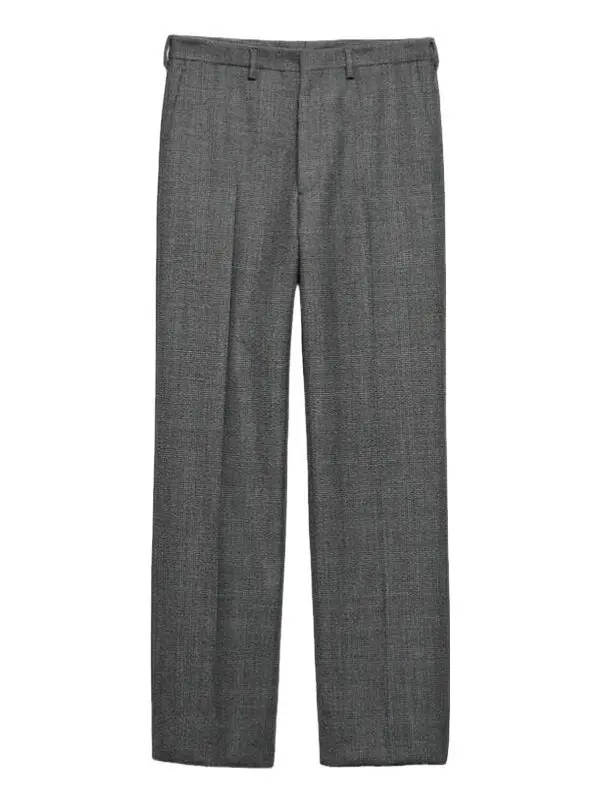Prada Wide-leg Wool Trousers - Limestone Ash