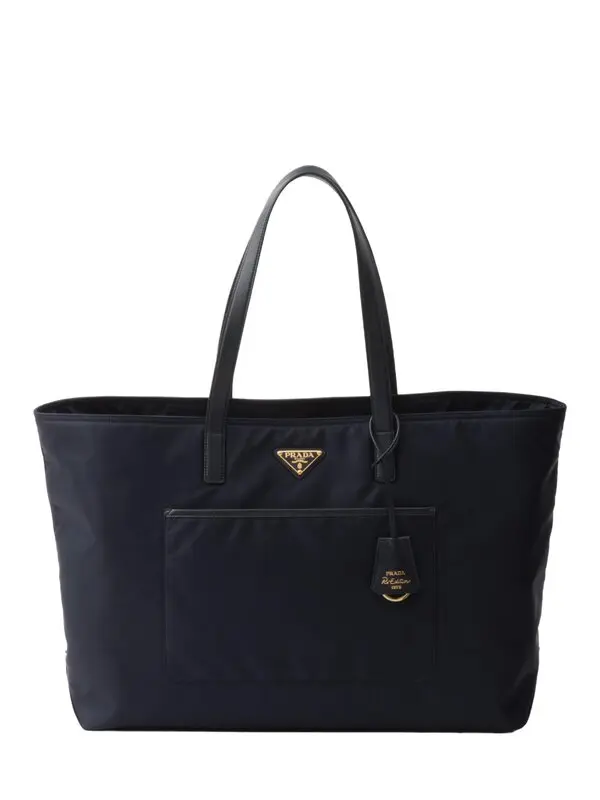 Prada Re-edition 1978 Large Re-nylon And Saffiano Leather Tote Bag - Blue