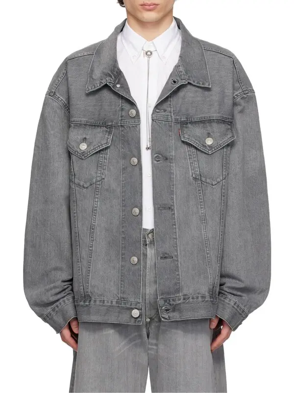 Junya Watanabe Lapel Long Sleeve Denim Jacket - Gray