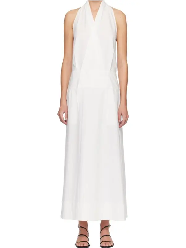 ST. AGNI Halter Wrap Midi Dress - White