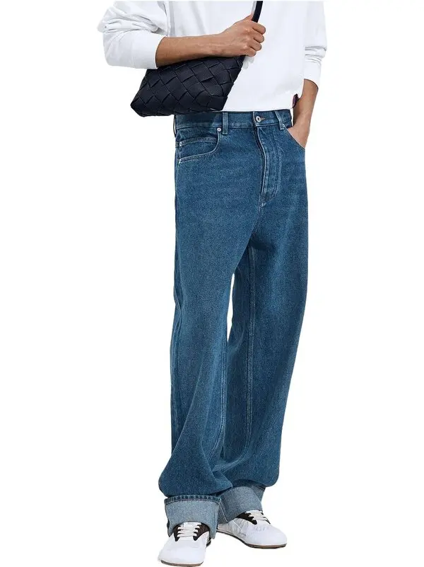 Bottega Veneta Wide Leg Turned-up Jeans - Medium Blue