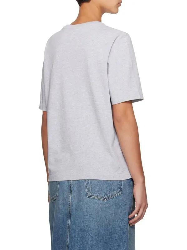 Maison Kitsuné Logo Embroidered Crewneck T-shirt - Gray