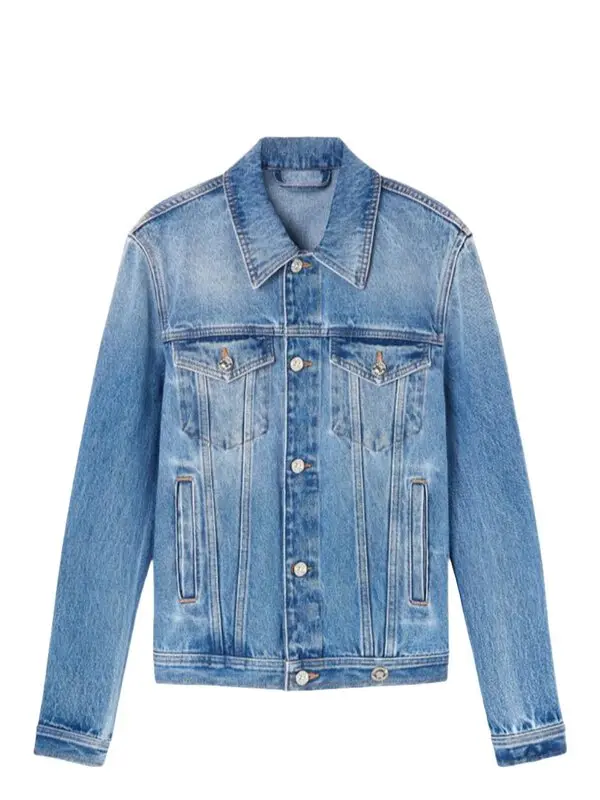 Versace Medusa Biggie Embellished Denim Jacket - Blue