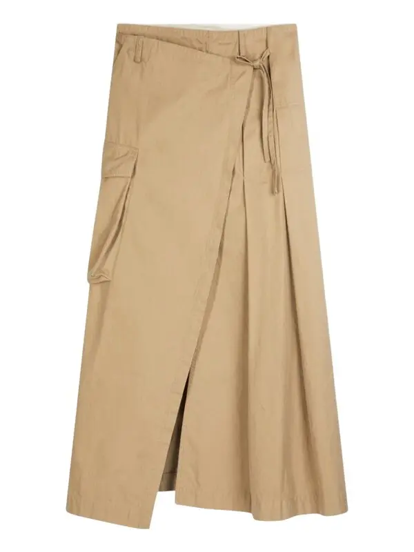 Dries Van Noten Maxi Skirt With Front Slit And Cargo Pockets - Nude