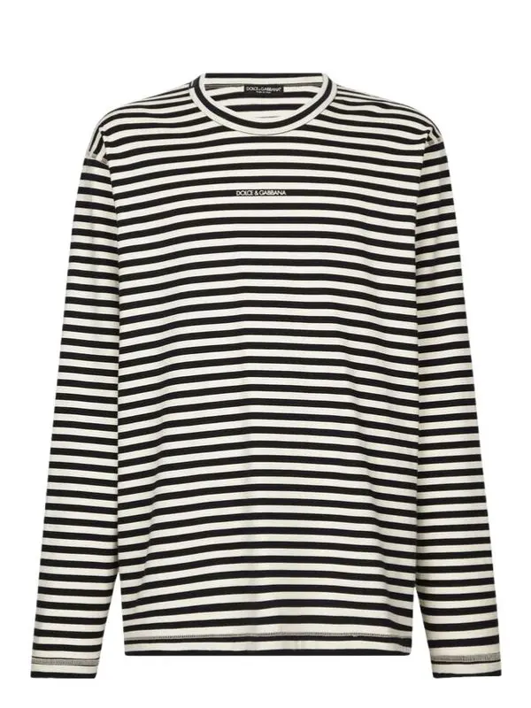 Dolce & Gabbana Dolce Gabbana Striped Crewneck T-shirt - Black