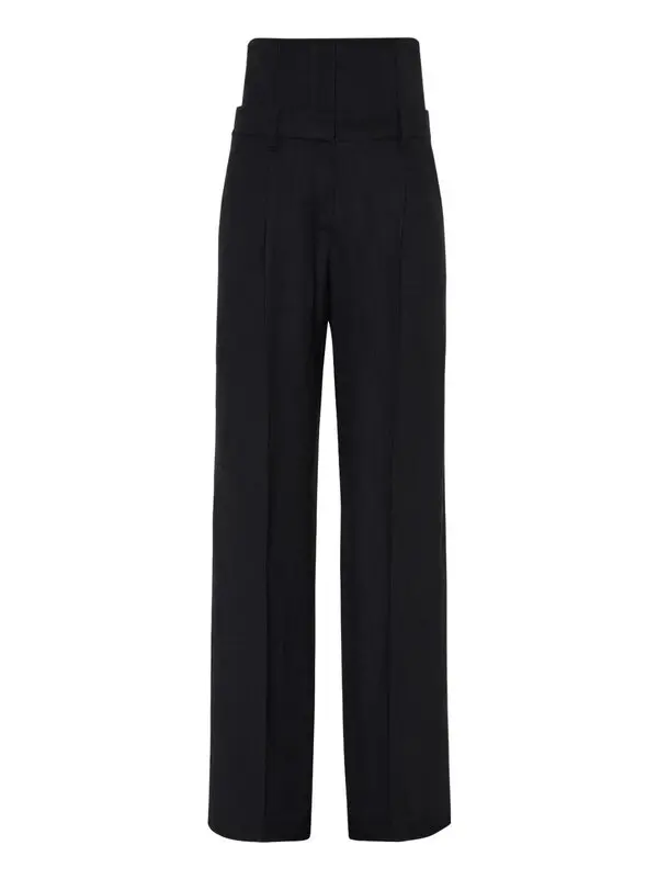 Brunello Cucinelli High-rise Wide-leg Trousers - Black