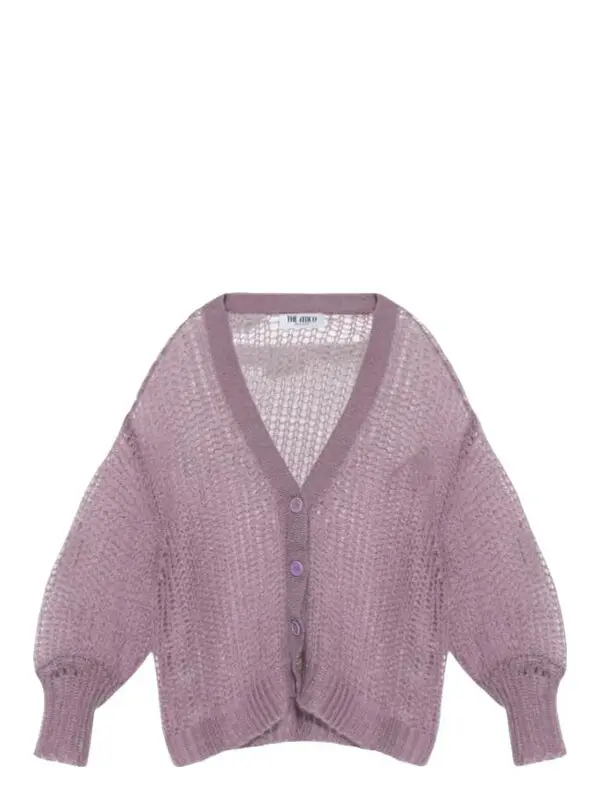 Attico Semi-sheer Knitted Cardigan With V-neck And Cutout Detail - No