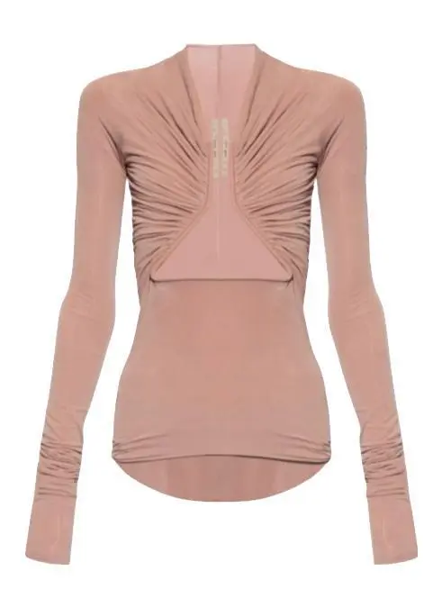 Rick Owens Long Sleeve Gathered Top - Pink