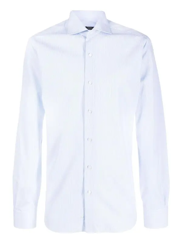 BARBA NAPOLI Stripe-print Spread-collar Shirt - White