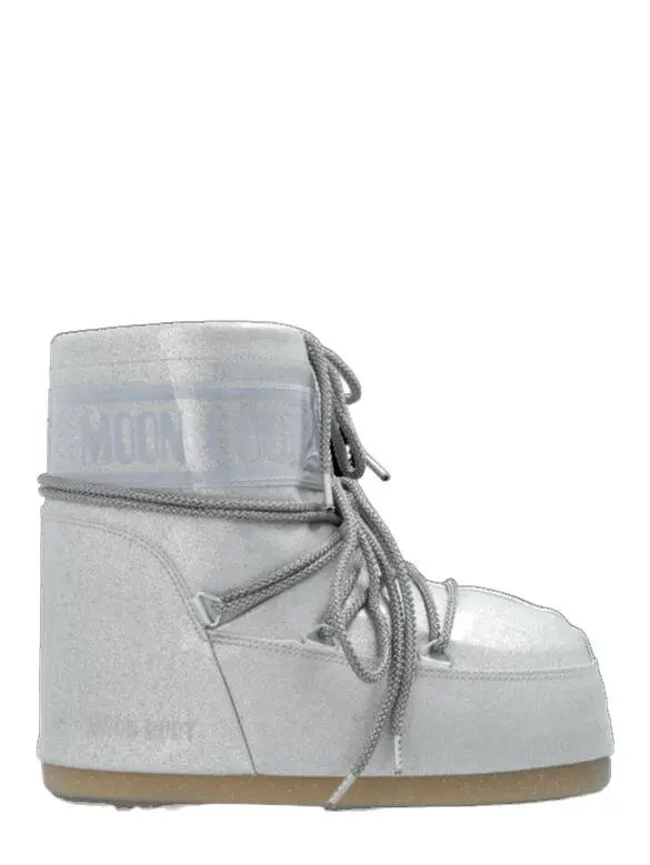 Moon Boot Icon Low Glitter Lace-up Boots - Silver