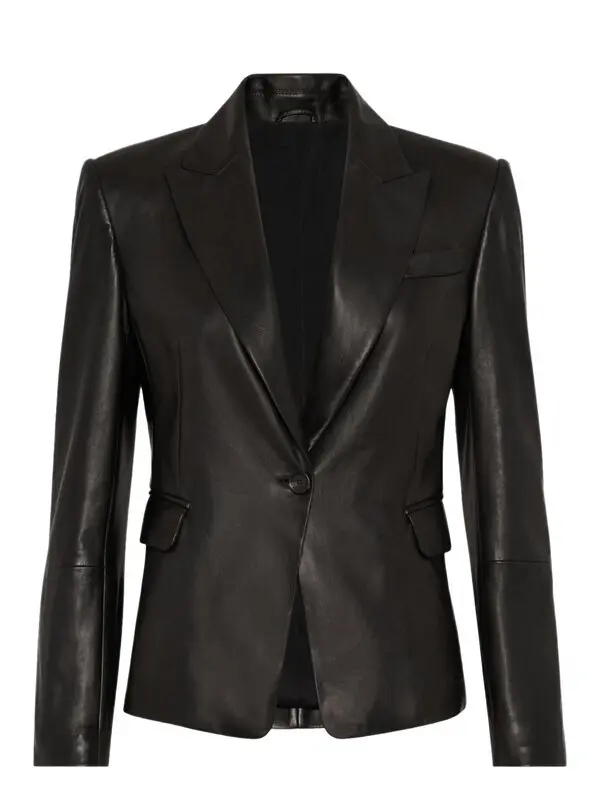Brunello Cucinelli Single-breasted Tailored Leather Blazer - Black