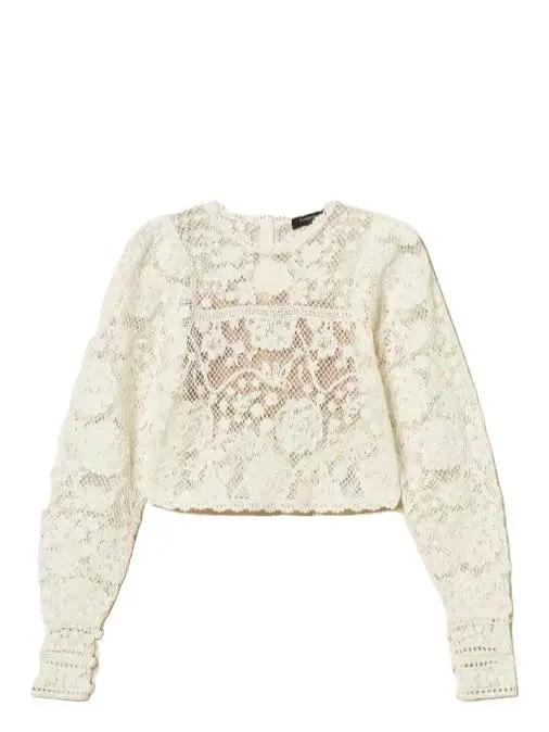 TWINSET Crochet Lace Sweater - White