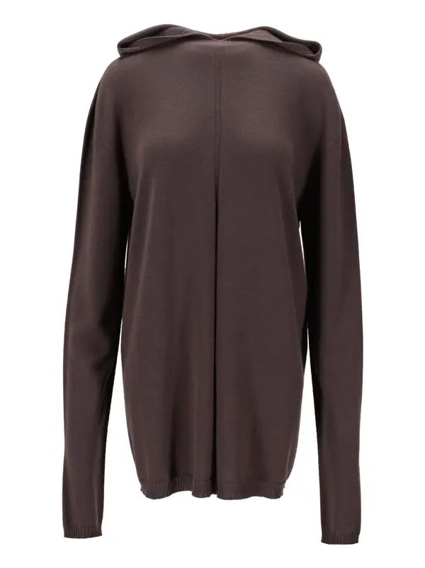 Rick Owens Oversized Hooded Long Sleeve Sweater - Black