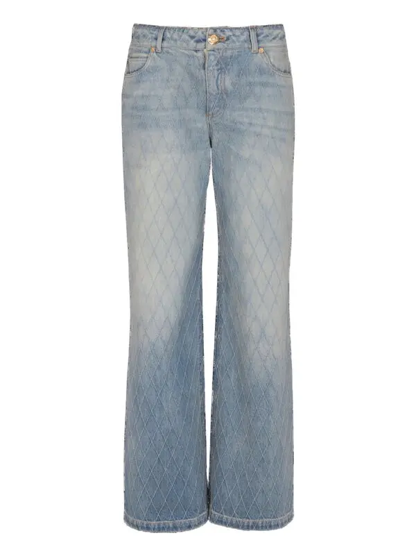 Balmain Logo Patch Straight-leg Jeans - Blue