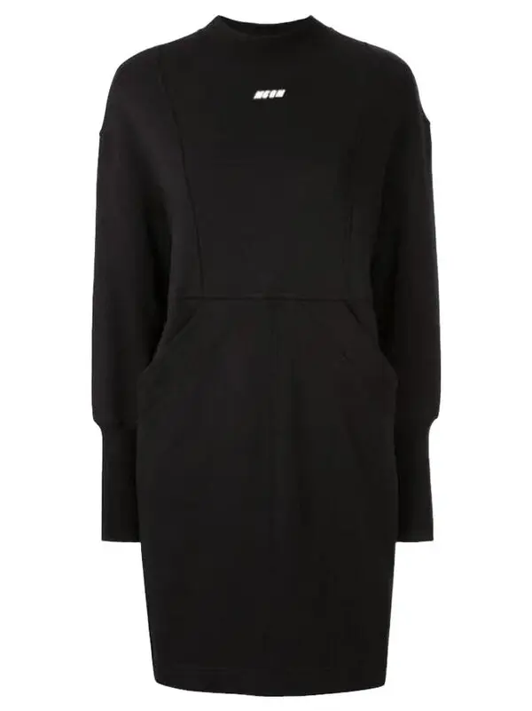 MSGM Round Neck Dress - Black