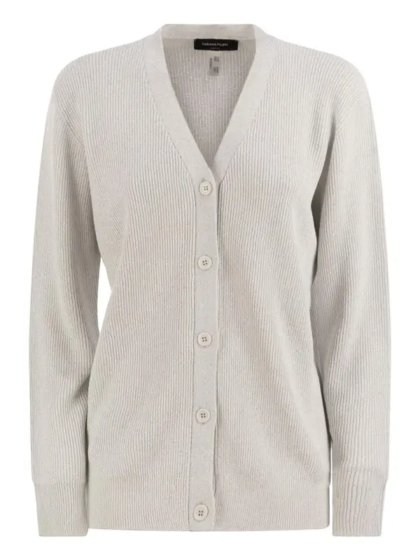 Fabiana Filippi Ribbed V-neck Cardigan - White