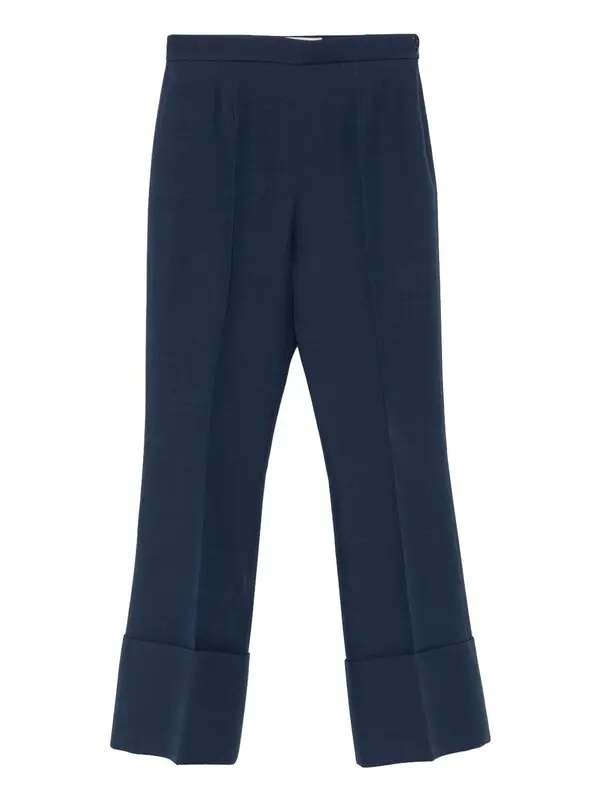Valentino Garavani High Waist Tailored Trousers With Rolled Edge Design - Blue