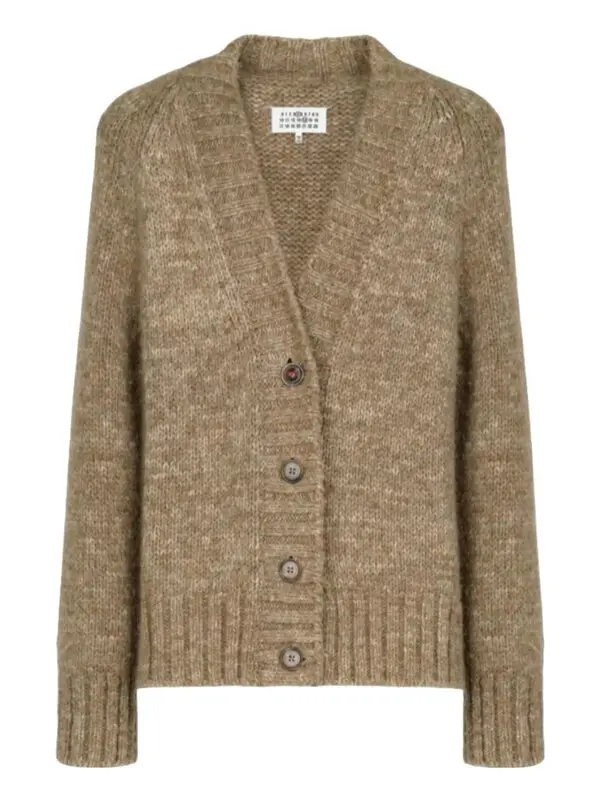 MAISON MARGIELA V-neck Ribbed Knit Cardigan - Gray